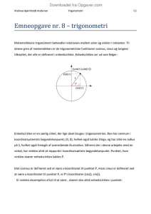 Emneopgave - trigonometri - Matematik - Opgaver.com