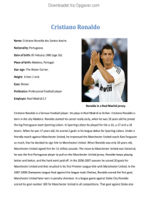 Fact File about Cristiano Ronaldo - Engelsk - Opgaver.com