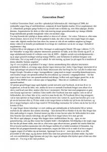 Generation Dum - Essay - Dansk - Opgaver.com