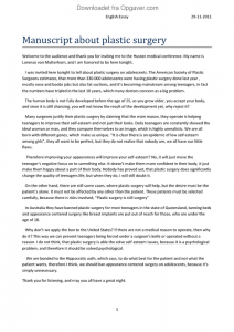 Plastic Surgery for Teens - Engelsk - Opgaver.com