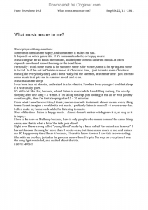 what music means to me. - Engelsk - Opgaver.com
