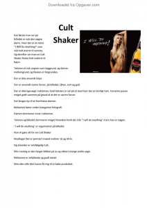 cult shaker analyse - Dansk - Opgaver.com