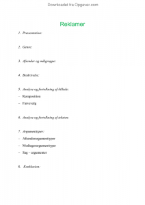 en analyse model til trykte reklamer - Dansk - Opgaver.com