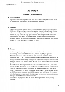 digt analyse af torve ditlevsens børnene - Dansk - Opgaver.com