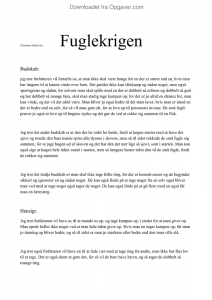 Fuglekrigen fortolkning - Dansk - Opgaver.com