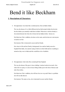 svar til opgaver til bogen/filmen ``Bend it like Beckham´´ - Engelsk ...