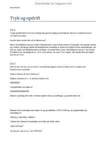 tryk og opdrift - Fysik - Opgaver.com