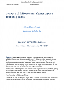 synopse reklamer dansk - Dansk - Opgaver.com