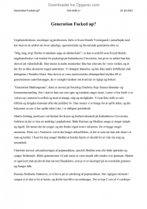 Generation fucked up - Dansk - Opgaver.com