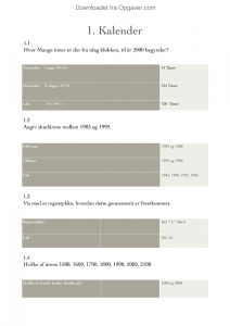 1. kalender - Matematik - Opgaver.com