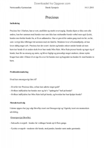 Precious synopsis - Psykologi - Opgaver.com