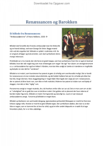 Renæssancen og Barokken - Billedkunst - Opgaver.com