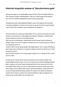 Barndommens gade - historisk biografisk analyse - Dansk - Opgaver.com