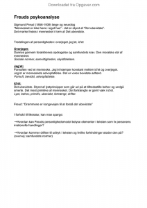 Freuds psykoanalyse - Dansk - Opgaver.com