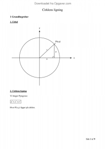 Cirklens ligning - Matematik - Opgaver.com