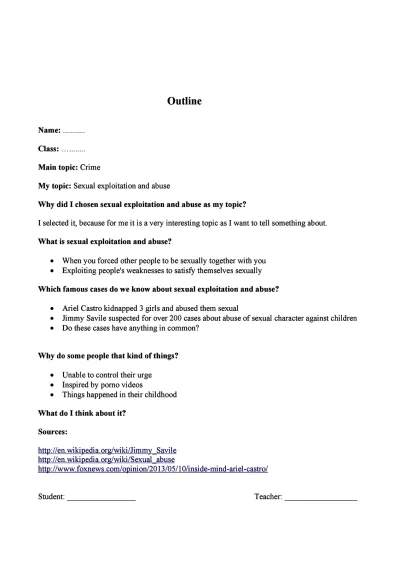 Engelsk outline 10 klasse - Engelsk - Opgaver.com