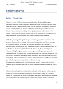 Call Me reklameanalyse - Dansk - Opgaver.com