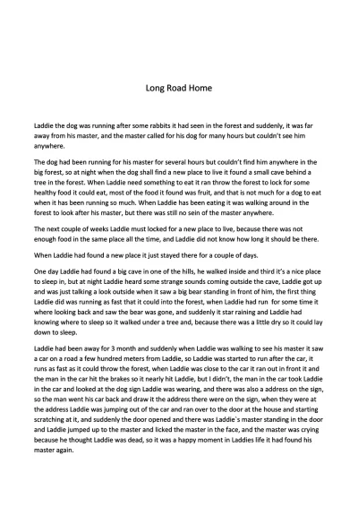 Long Road Home - Engelsk - Opgaver.com