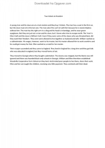 Two tickets to freedom - Engelsk - Opgaver.com