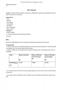 Salt i havvand - Fysik/Kemi - Opgaver.com