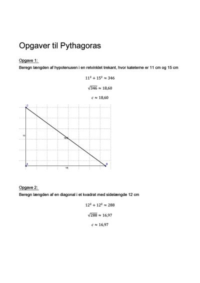Pythagoras - Matematik - Opgaver.com