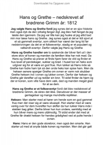 Hans og Grethe analyse - Dansk - Opgaver.com