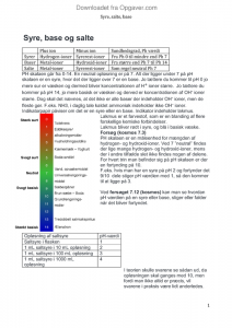 Syre, base, salte - Fysik/Kemi - Opgaver.com