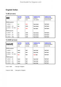 Verber - Engelsk - Opgaver.com